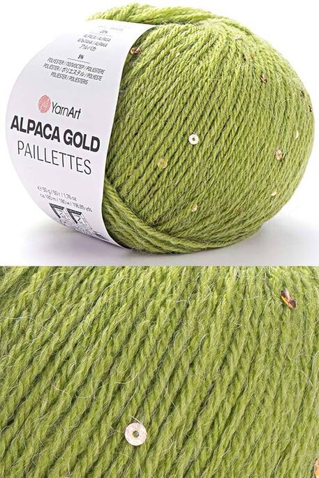 YARNART ALPACA GOLD PAILLETTES 9310 Fıstık Yeşili FANTAZİ ÖRGÜ ...